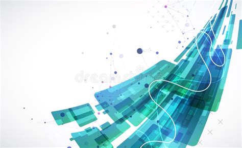 Abstract Wave Of Rectangles With Plexus Elements Hand Drawn Vector