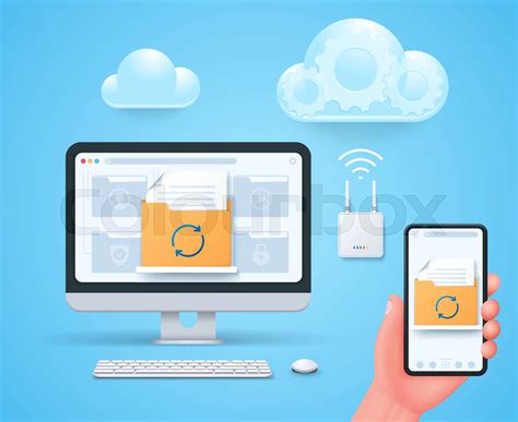 Data Synchronization Concept In 3d Style Stock Vector Colourbox