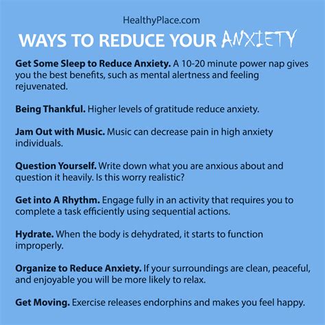 10 Tips To Reduce Your Anxiety In 10 Minutes Or Less Healthyplace