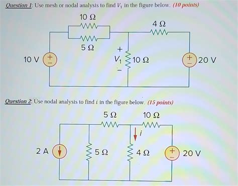 Solved Question Use Mesh Or Nodal Analysis To Find V In Chegg