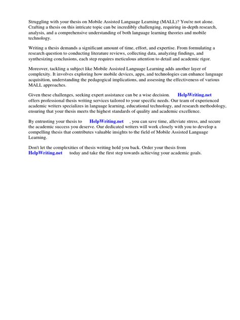 Thesis On Mobile Assisted Language Learning Pdf