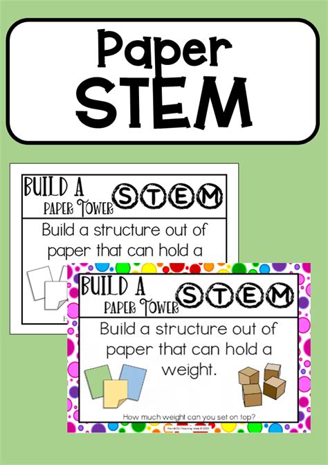Stem Freebie Paper Stem Activity Hands On Teaching Ideas