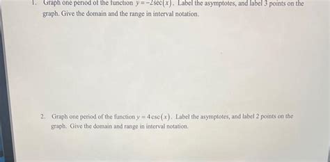 Solved 1 Graph One Period Of The Function Y−2secx Label