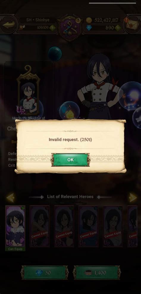 Bug Invalid 2501 The Seven Deadly Sins Grand Cross
