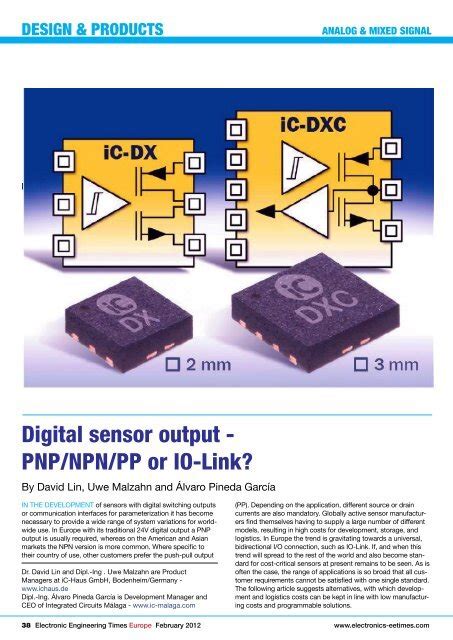 Digital Sensor Output PNP NPN PP Or IO Link IC Haus