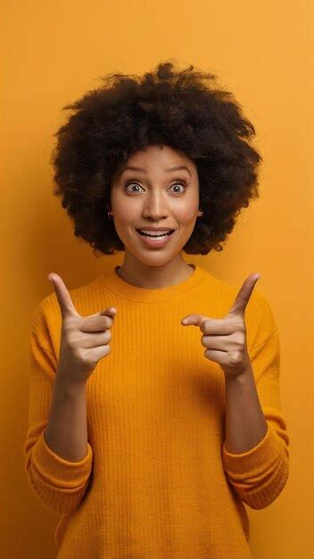 Afro American Woman Checks Out Incredible Offer Points Right With Index