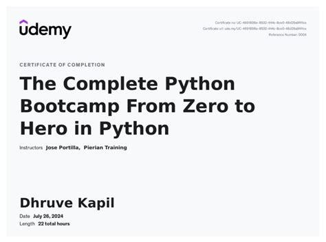 Completed Python Bootcamp By Jose Portilla Dhruve Kapil Posted On The Topic Linkedin
