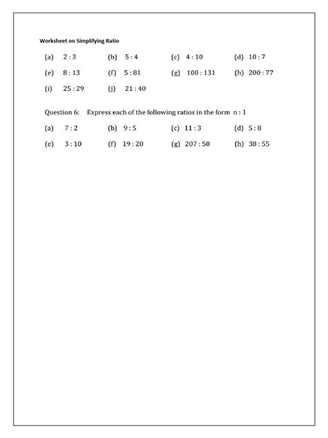 Worksheet On Simplifying Ratio Pdf Worksheet On Simplifying Ratio Pdf