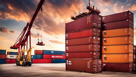Shipping Containers Terminals Loading And Unloading Premium Ai