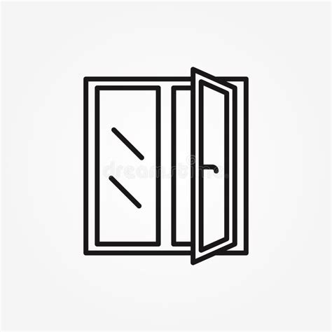 open window line icon vector stock vector illustration of exterior
