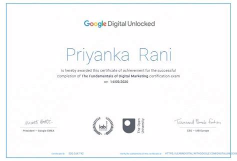 Certificate No 3 The Fundamental Of Digital Marketing Priyanka Rani