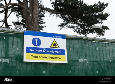 Signage For A Tree Protection Zone On A UK Construction Site Stock Photo Alamy