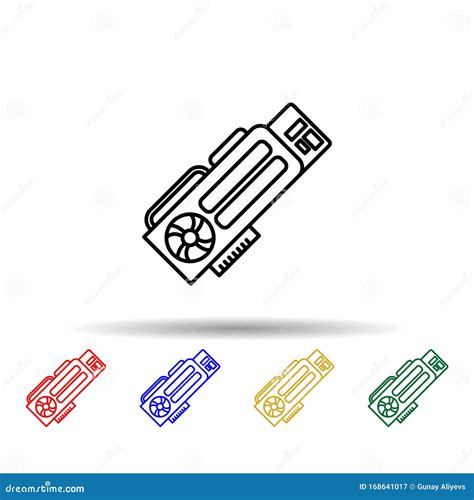 Graphic Card Multi Color Style Icon Simple Thin Line Outline Vector