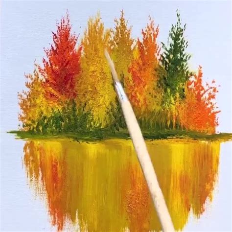 Tree Reflection Acrylic Painting