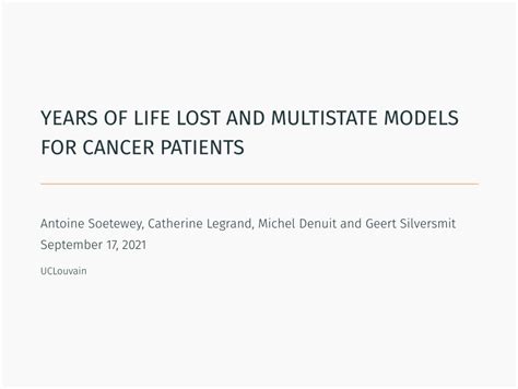 Pdf Years Of Life Lost And Multistate Models For Cancer Patients