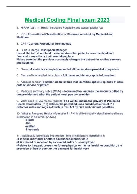 Medical Coding Final Examination Medical Coding Stuvia Us