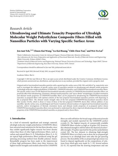 Pdf Ultradrawing And Ultimate Tenacity Properties Of Ultrahigh Molecular Weight Polyethylene