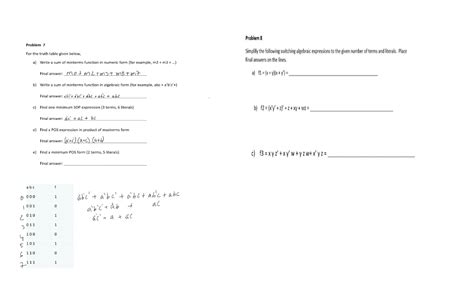 Solved Problem 8 Problem 7 For The Truth Table Given Below