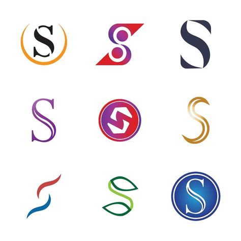 A Set Of Six Different Colored Logos With A White Background Letter S 53335492 Vector Art At