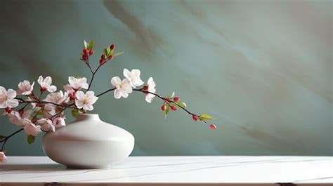 Emptydisplaytablemarblematerialflowerbackgroun Premium Ai