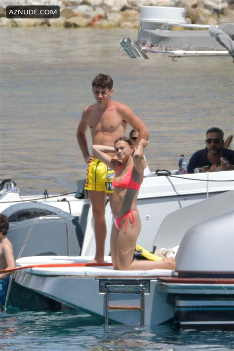 Charlotte Sine And Charles Leclerc Having Fun Abroad A Speed Boat Near Monaco AZNude
