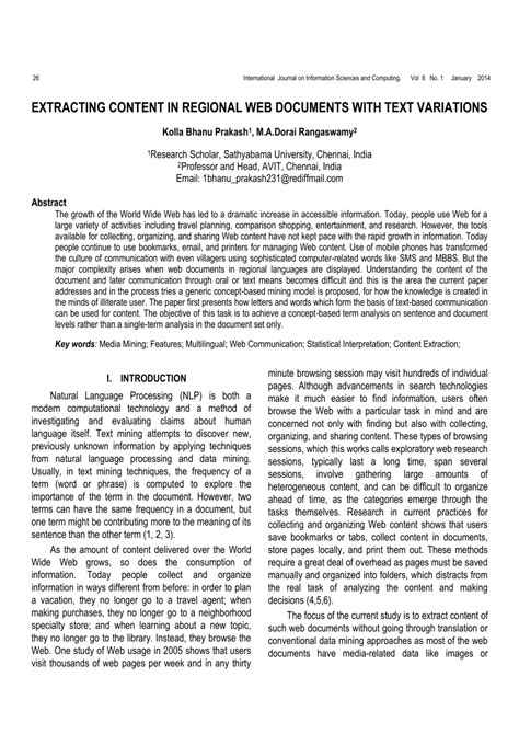 Pdf Extracting Content In Regional Web Documents With Text Variations