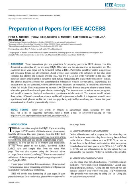 Ieee Access Journal Latex Template Journal Templates
