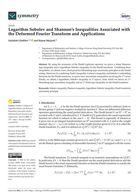 Pdf Logarithm Sobolev And Shannons Inequalities Associated With The Deformed Fourier