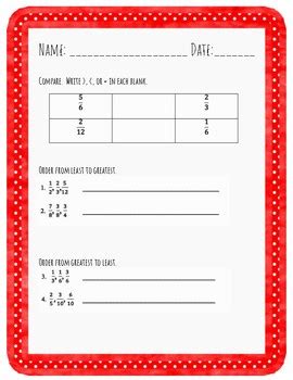Comparing And Ordering Fractions By KB Education LLC TPT