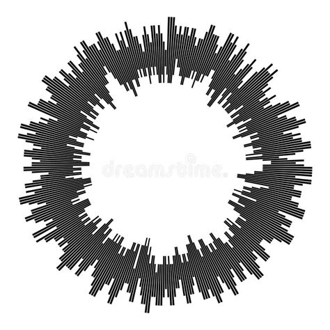 Radial Concentric Black Particles Isolated On White Background