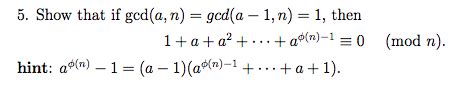 Solved Show That If Gcd A N Gcd A 1 N 1 Then 1 Chegg Com