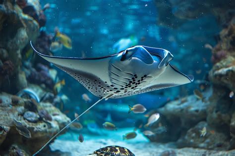 Premium Photo A Photo Of A Blue Manta Ray With Small Black Dots