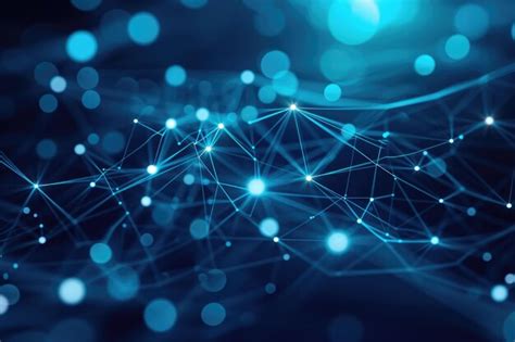 Abstract Digital Network With Blue Nodes Premium Ai Generated Image