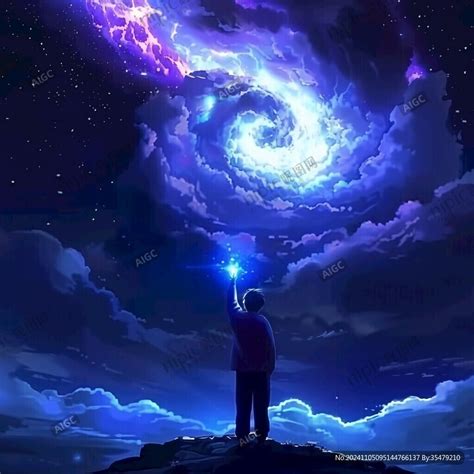 Ai创作图星辰大海男孩背影 梦幻星空插画 板绘星空 光晕梦幻插画 夜空场景插画 蓝紫色暗黑色宇宙星空 梦幻插画奇幻炫光 炫酷星空画 手绘紫色星空插画 创意星空图 蓝色紫色渐变星空 星空银河插画