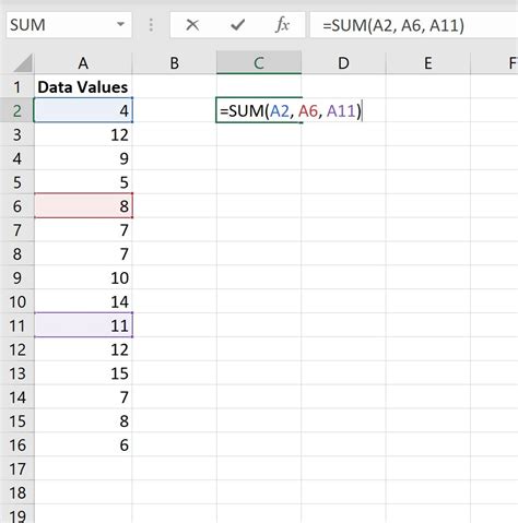 How To Sum Non Contiguous Cells In Excel With Examples