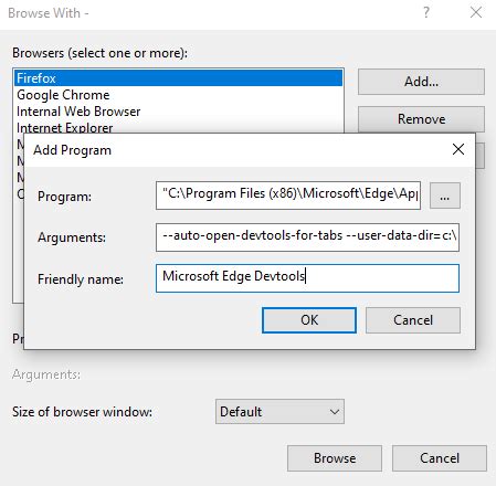 How To Set Edge Or Chrome To Open With Devtools Already Activated From Visual Studio Stack