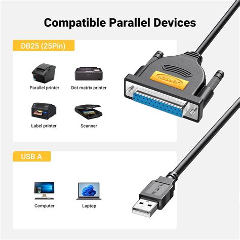 UGREEN USB To DB Parallel Printer Cable Adapter FT Male To Female Connector In Nepal At NPR