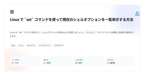 Linux Set コマンド：シェルオプションの一覧表示と設定方法 Labex