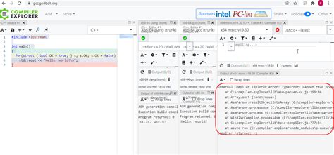 Bug Internal Compiler Explorer Error Typeerror Cannot Read Property Localecompare Of