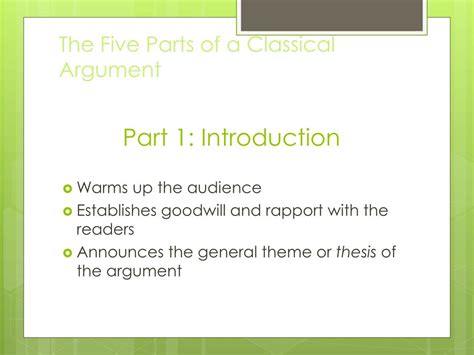 Ppt The Five Parts Of A Classical Argument Powerpoint Presentation