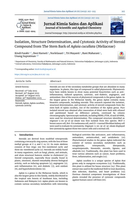 Pdf Isolation Structure Determination And Cytotoxic Activity Of