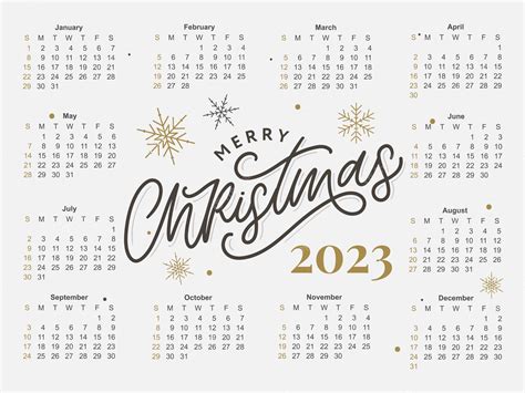 2023 календарный год векторная иллюстрация неделя начинается в воскресенье рождественские