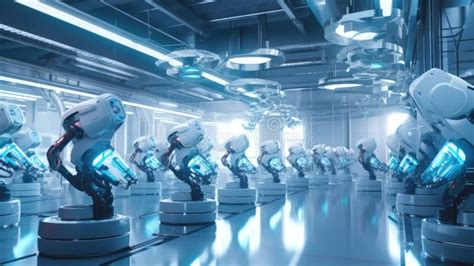 Robotic Arms Working At The Futuristic Factory Generative Ai Stock Illustration Illustration
