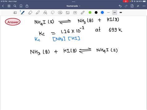 Solved The Equilibrium Constant Kc For The Following Reaction Is 8