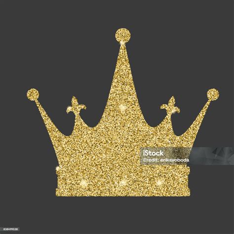 흰색 배경에 고립 반짝이 효과 있는 로얄 크라운 아이콘입니다 로얄 크라운의 개요 아이콘입니다 권력의 상징 벡터 그림 골든 입자 먼지에서 기호 개념에 대한 스톡 벡터 아트 및