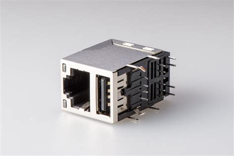 Ethernet 10 100 Base T Female RJ45 Network Port With Usb Connector Shield Led