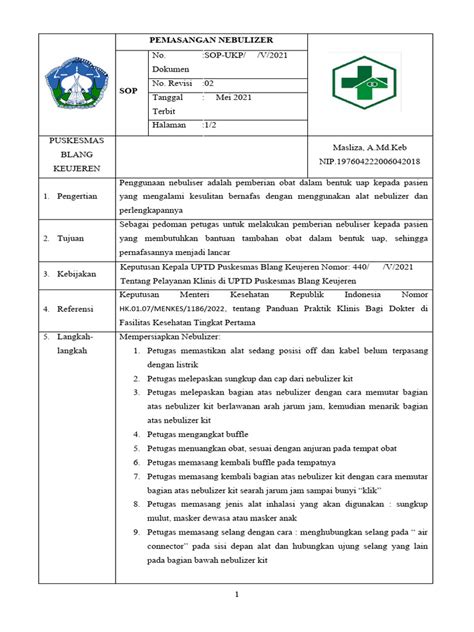 Sop Pemasangan Nebulizer Pdf