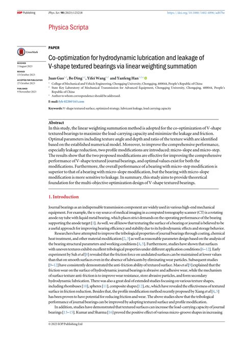 Co Optimization For Hydrodynamic Lubrication And Leakage Of V Shape Textured Bearings Via Linear