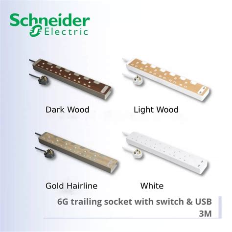 Schneider Electric Avataron Extension Cord Cable With 2 Usb Port And 6