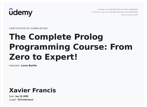 Xavier Francis On Linkedin Completing The Complete Prolog Programming Course From Zero To